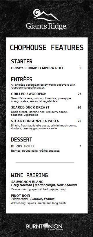 Food & Beverages Specials - Giants Ridge